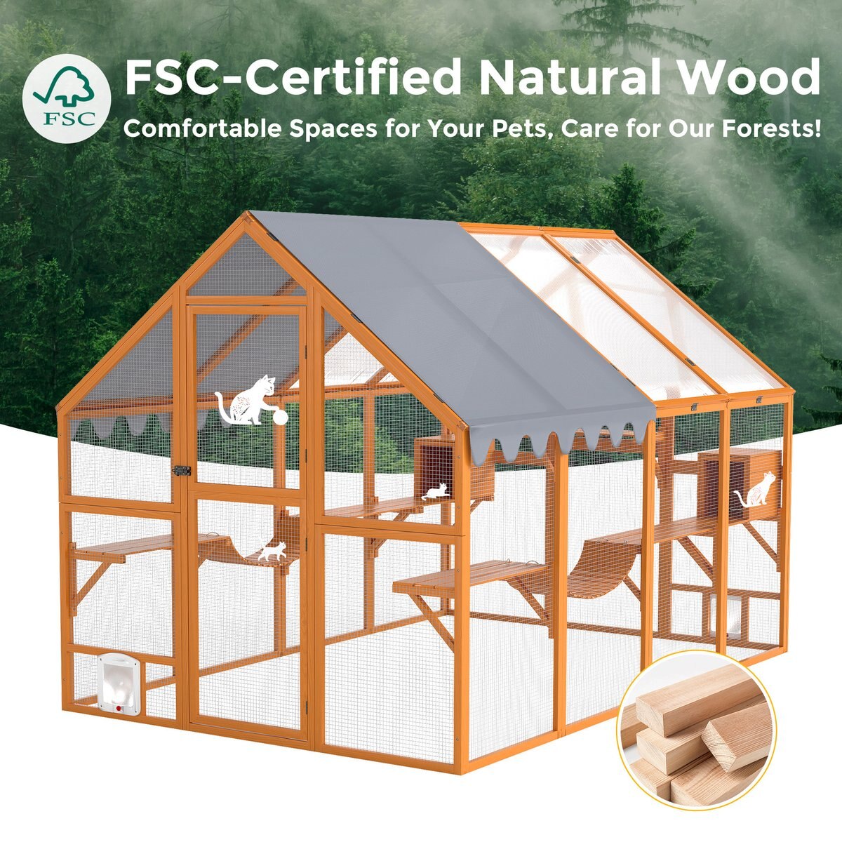 Out of Stock - COZIWOW Outdoor Walk-in Catio Cat Exercise Pen, Orange ...