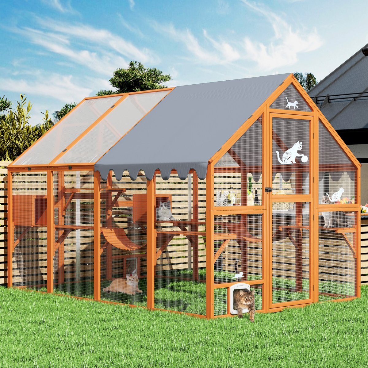 Out of Stock - COZIWOW Outdoor Walk-in Catio Cat Exercise Pen, Orange ...