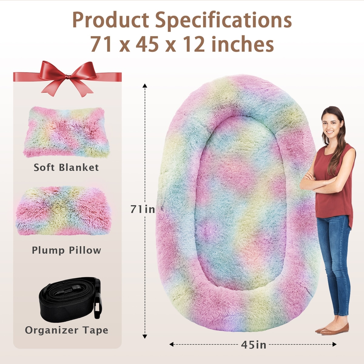 LOVMOR Oversized Human Dog Bed, Rainbow - Chewy.com