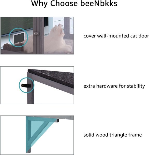 BEENBKKS Cat Catio Window Perch with Acrylic Screens, Grey - Chewy.com