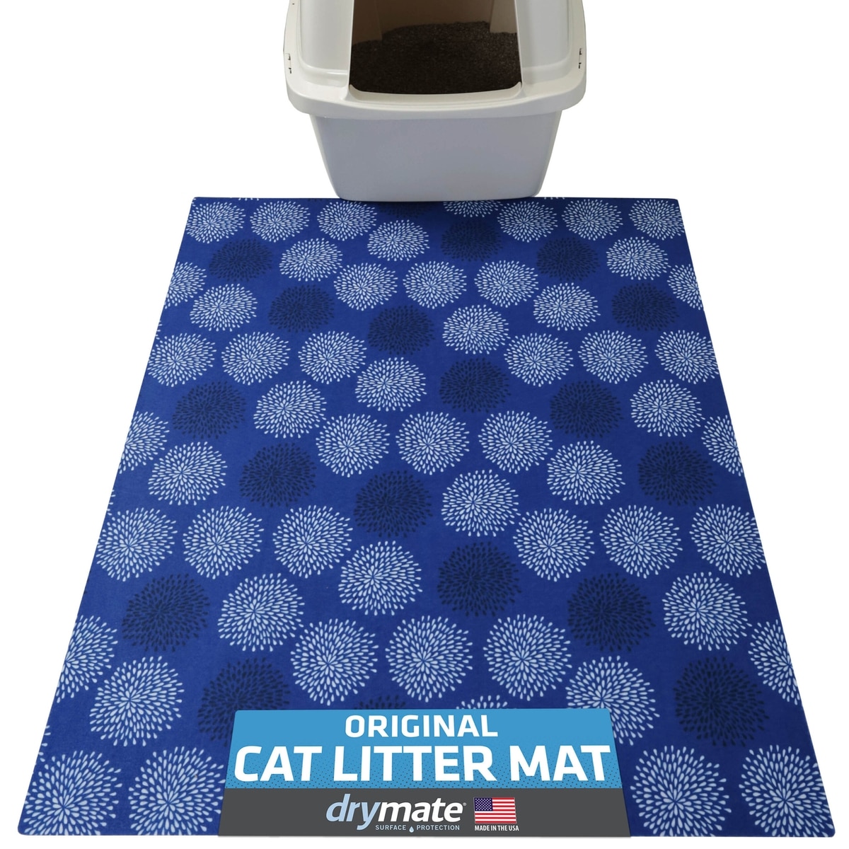 DRYMATE Protective & Decorative Cat Litter Mat, Medicine Blue, X-Large ...