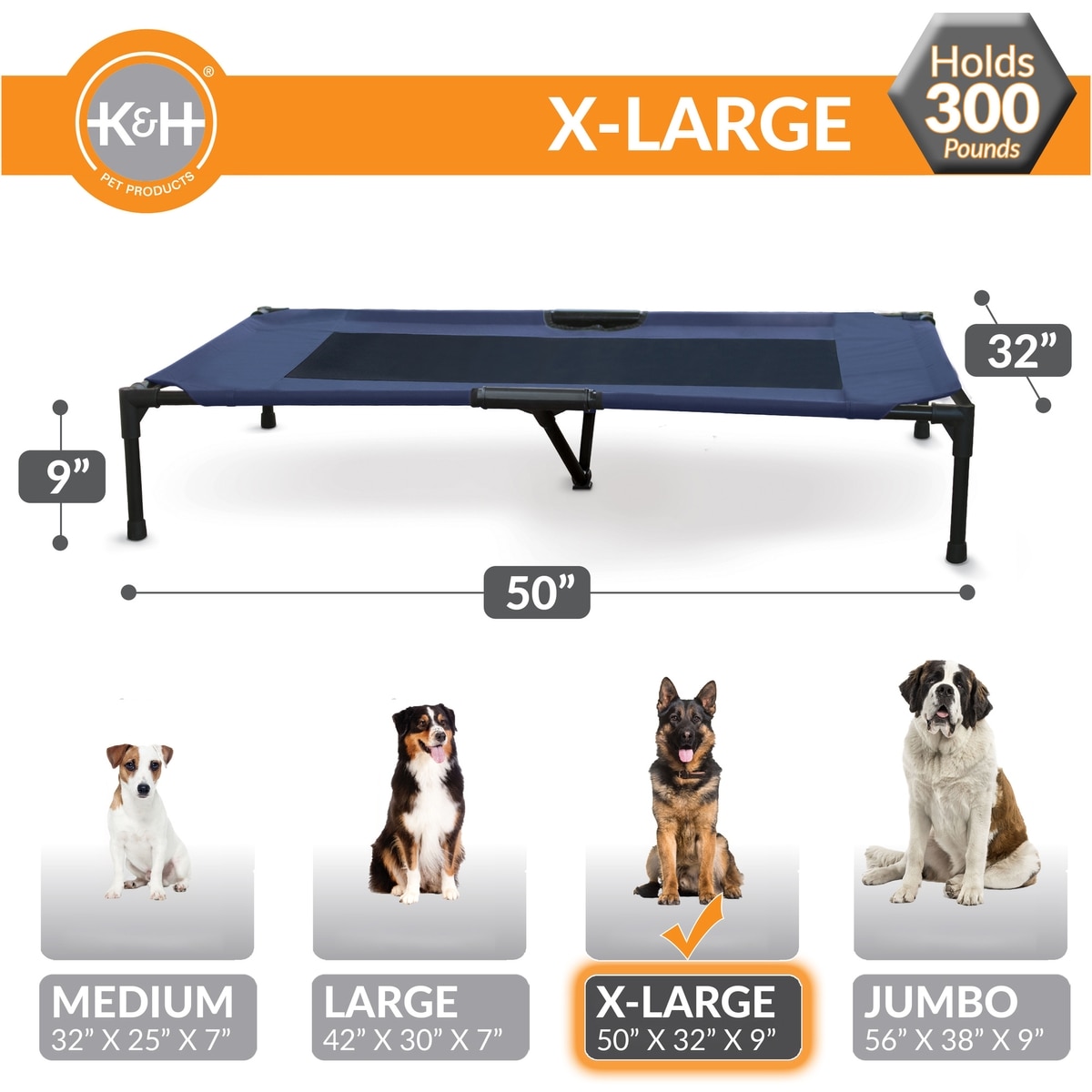 K&H PET PRODUCTS Original Steel Frame Cot Outdoor Elevated Dog Bed ...