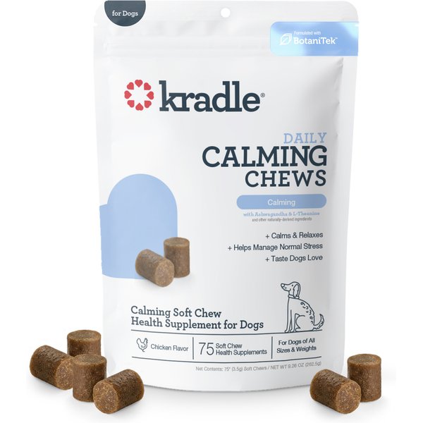 KRADLE Calming Chews Chicken Flavored Soft Chew Supplement for Dogs, 75 ...