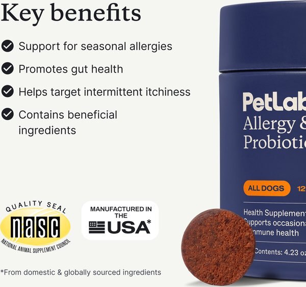 PETLAB CO. Allergy & Immune Probiotic Chew Supplement for Dogs, 30 ...