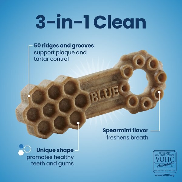 BLUE BUFFALO Small Natural Chicken & Spearmint Dental Dog Chews Treats ...