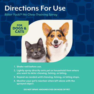 NATURVET Bitter Yuck! No Chew Training Spray for Dogs & Cats, 8-fl oz ...