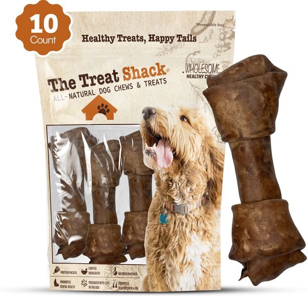 THE TREAT SHACK Knotted 8 to 9-in Beef Flavor Rawhide Bone Dog Treats ...