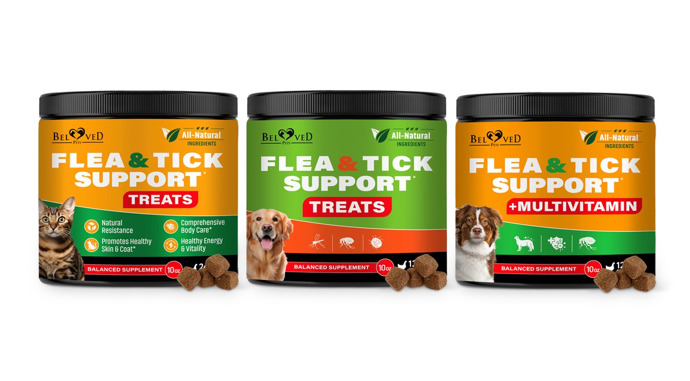 BELOVED PETS Flea & Tick Support Chewable Treats with Chicken Flavor ...