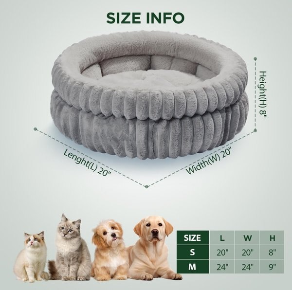 KYLINSURE Super Soft Plush Faux Fur Orthopedic Round Dog & Cat Bed with ...
