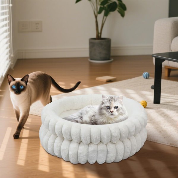 KYLINSURE Super Soft Plush Faux Fur Orthopedic Round Dog & Cat Bed with ...