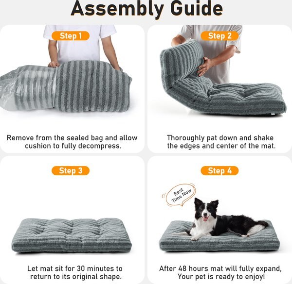 JOEJOY Teddy Rabbit Fur Strips Anti-Slip Bottom Dog & Cat Bed pad with ...