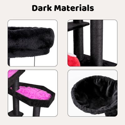 HAPPY & POLLY Multi-Level Gothic 52.6-in Fleece Cat Tree with Coffin ...