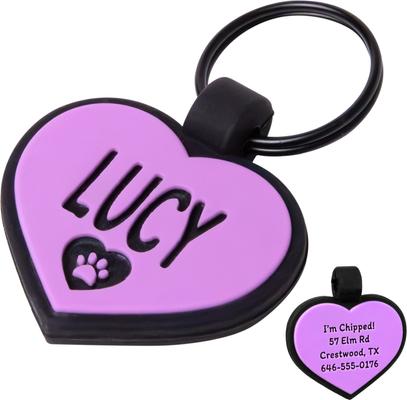 GOTAGS Heart Silent Silicone Personalized Dog ID Tag, Purple - Chewy.com