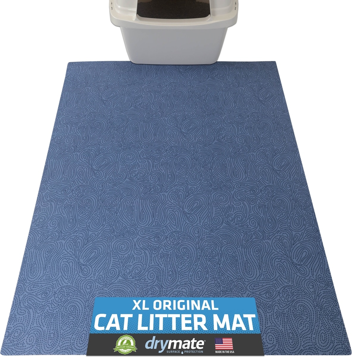 DRYMATE Protective & Decorative Cat Litter Mat, Borage Blue, X-Large ...