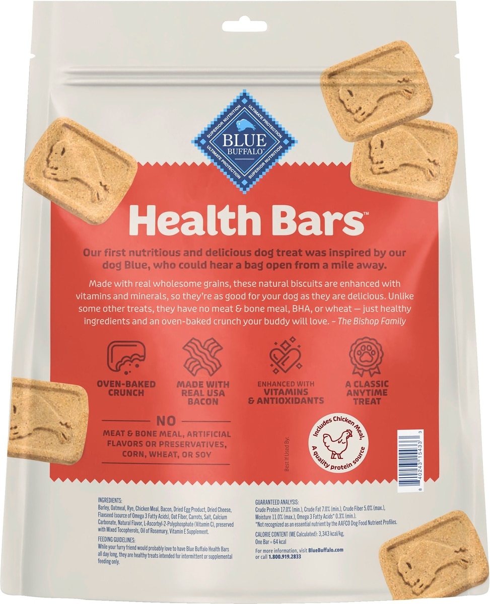 BLUE BUFFALO Health Bars Baked with Bacon, Egg & Cheese Dog Treats, 2 ...