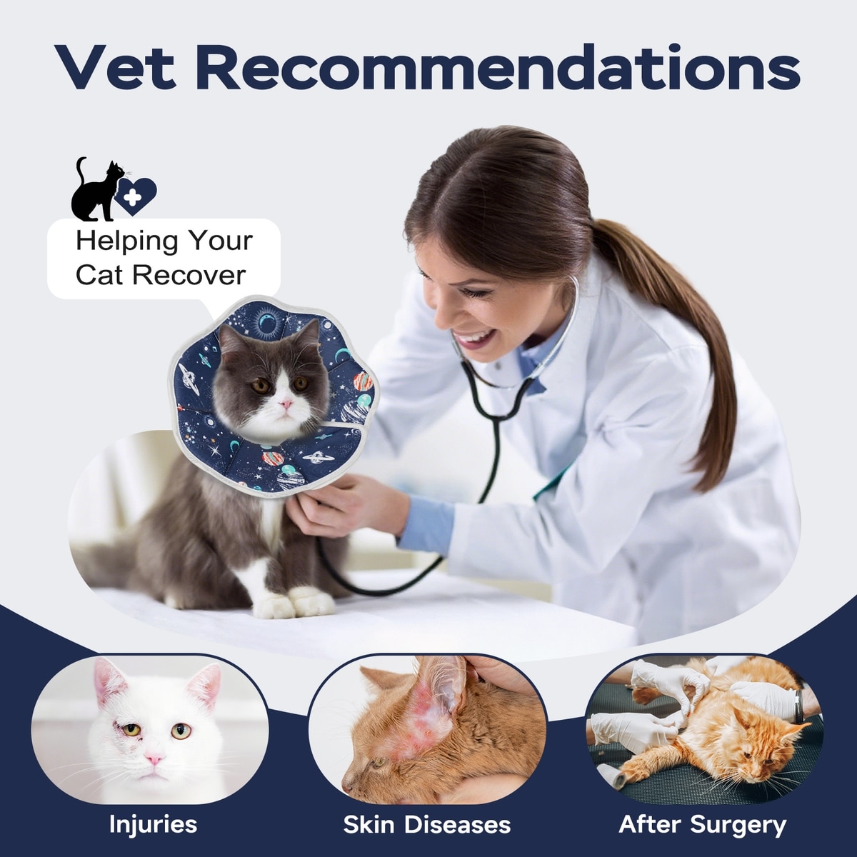 SUPET Adjustable Soft Cone Recovery Collar for Cats, Small - Chewy.com