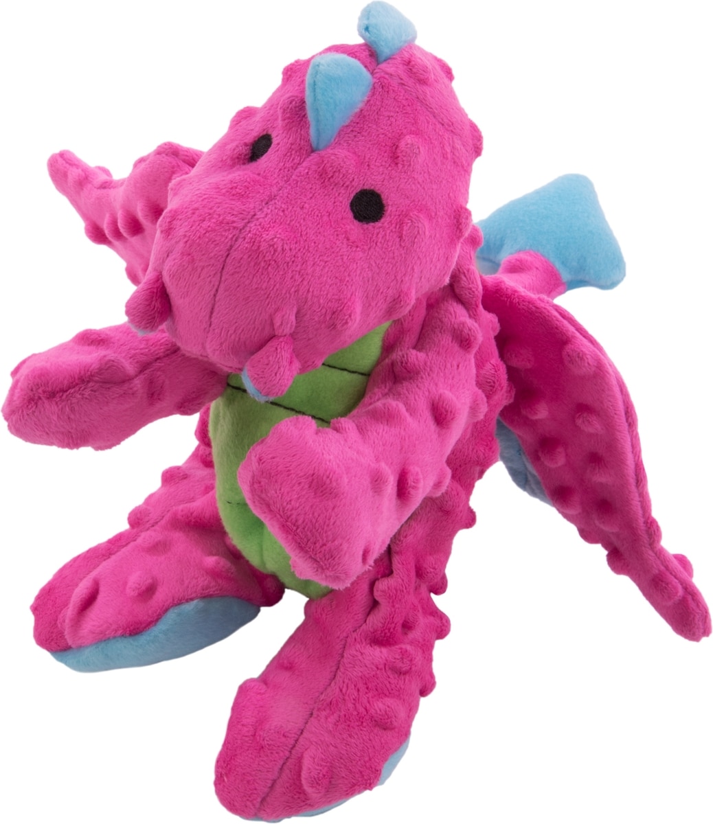 GODOG Dragons Chew Guard Squeaky Plush Dog Toy, Pink, Medium - Chewy.com