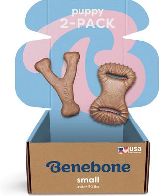 BENEBONE Puppy Dental Chew & Wishbone Bacon Flavor Dog Toys, Small, 2 ...