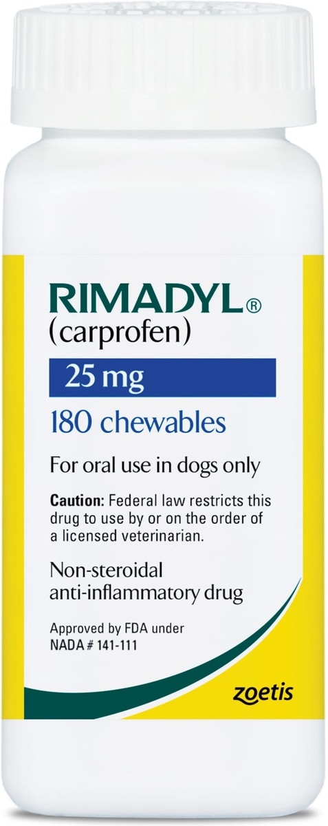 RIMADYL (carprofen) Chewable Tablets for Dogs, 25-mg, 180 tablets ...
