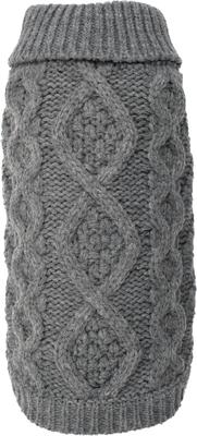 THE WORTHY DOG Chunky Knit Turtleneck Dog Sweater, Gray, Large - Chewy.com