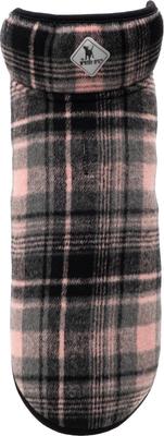 THE WORTHY DOG Alpine Jacket Dog Coat, Light Pink/Gray/Black Plaid, 24 ...
