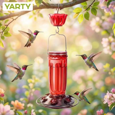 Out of Stock - YARTY 16-oz Glass Hummingbird Feeder with Ant Moat, Red ...