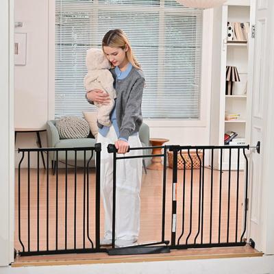 WAOWAO Triple Lock Adjustable Baby Gate with Clear Acrylic Panel, Black ...