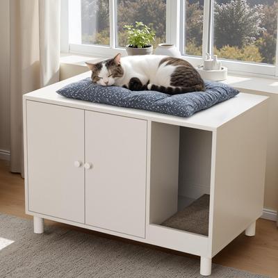 WARCAT Cat Litter Box Enclosure, White - Chewy.com