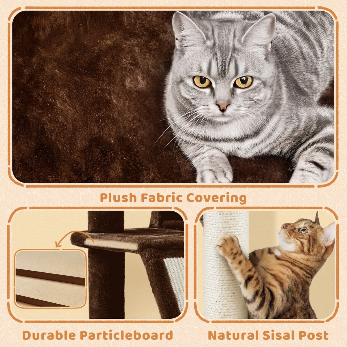 YAHEETECH 57-in Plush Cat Tree, Brown - Chewy.com