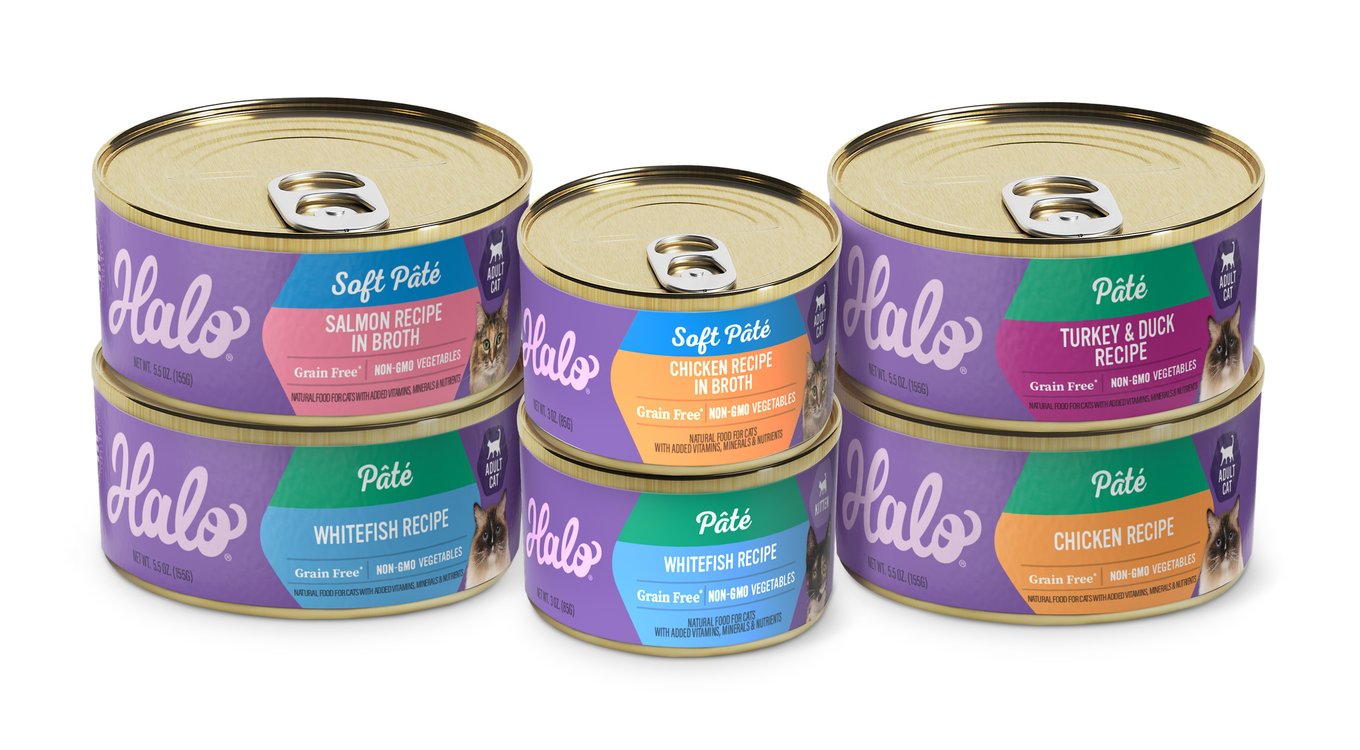 HALO Turkey & Duck Recipe Pate Grain-Free Indoor Cat Canned Cat Food, 5 ...