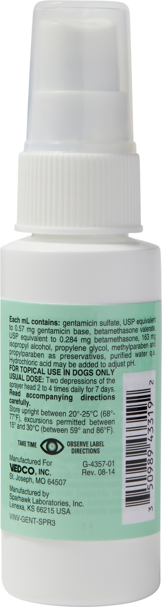 GENTAMICIN / Betamethasone (Generic) Topical Spray for Dogs, 60-mL ...