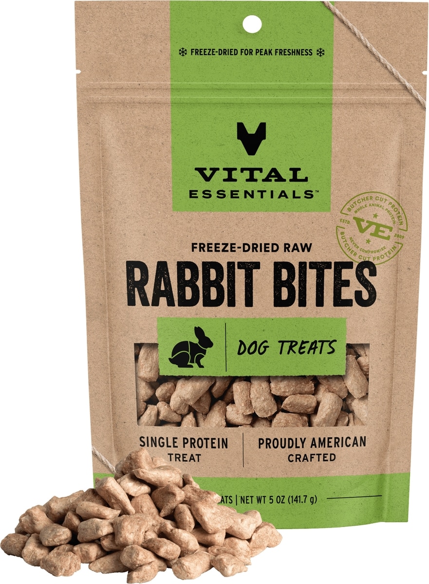 VITAL ESSENTIALS Rabbit Bites Freeze-Dried Dog Treats, 5-oz bag - Chewy.com