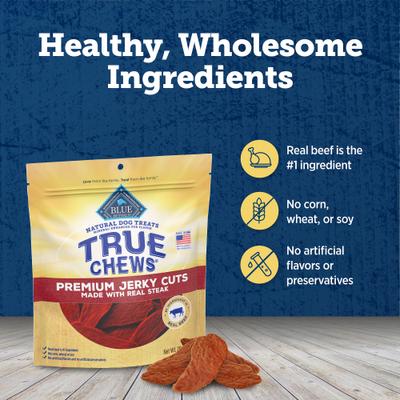 BLUE BUFFALO True Chews Premium Jerky Cuts Natural Steak Dog Treats, 20 ...
