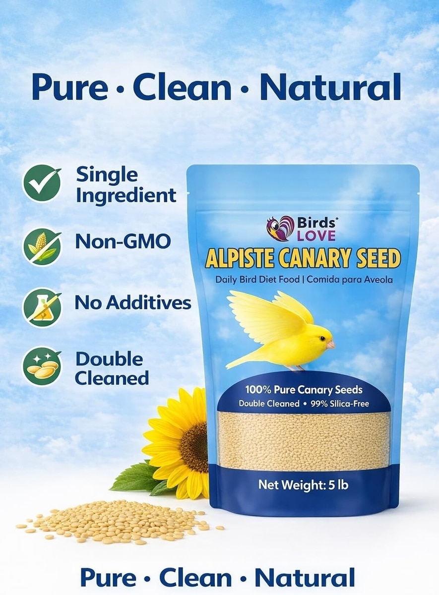 BIRDS LOVE Alpiste Canary Seed Non-GMO Double Cleaned Bird Food, 5-lb ...