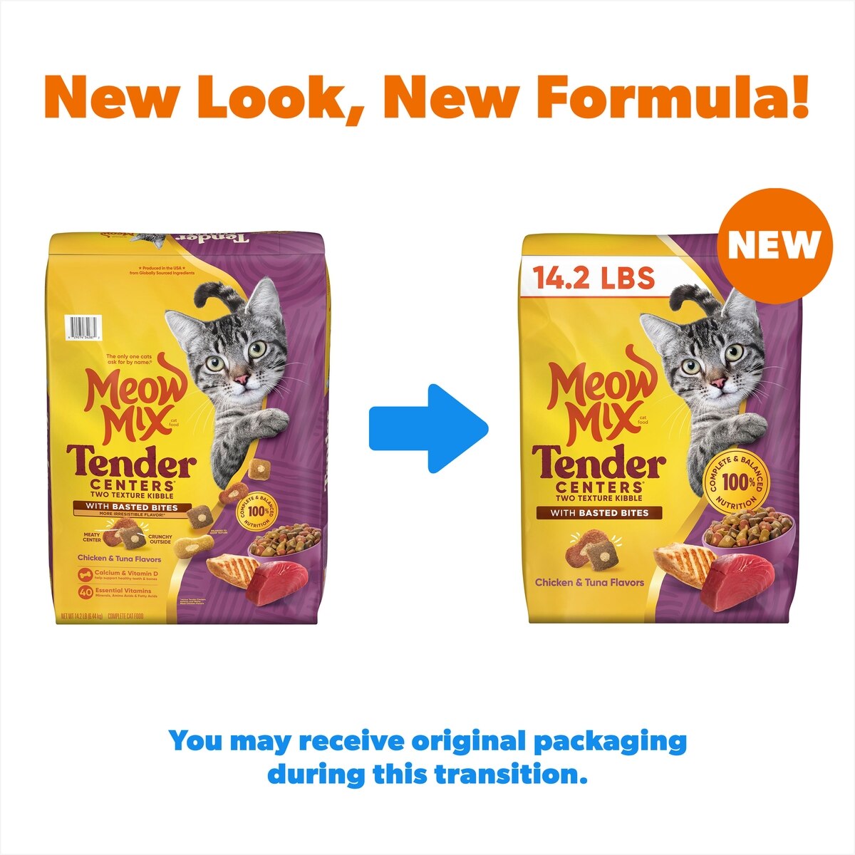 MEOW MIX Tender Centers Basted Bites Chicken & Tuna Flavored Dry Cat ...
