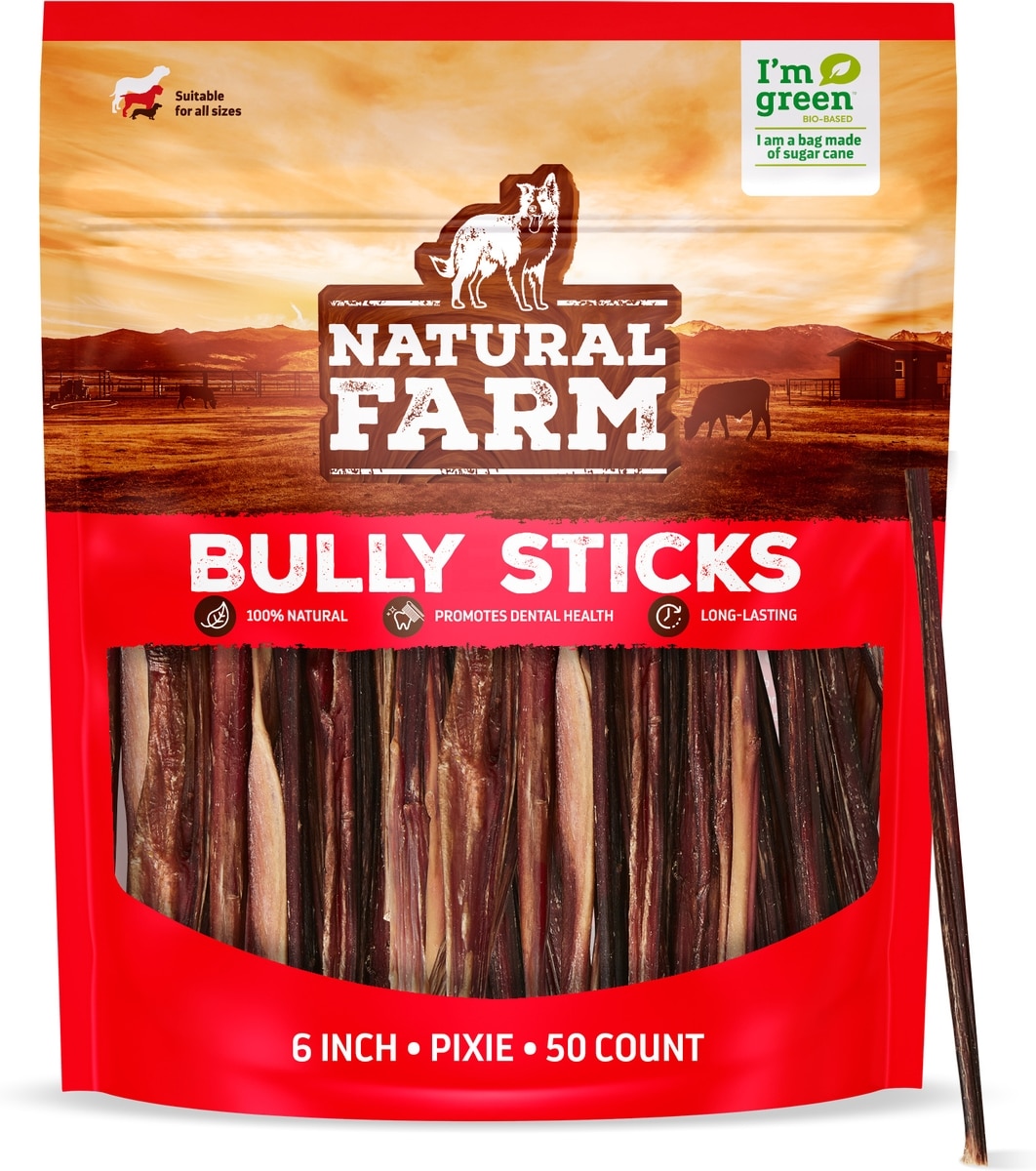 NATURAL FARM Pixie Beef Bully Sticks Dog Treats, 6-in, 50 count - Chewy.com