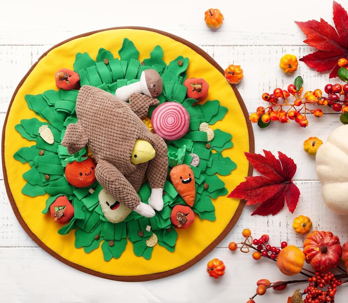 NOCCIOLA 7-in-1 Turkey Interactive Squeaky Dog Plush Toy Variety Pack ...