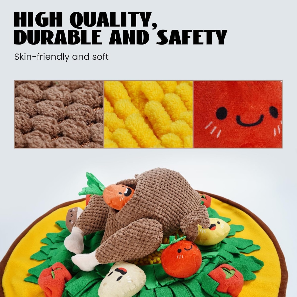 NOCCIOLA 7-in-1 Turkey Interactive Squeaky Dog Plush Toy Variety Pack ...