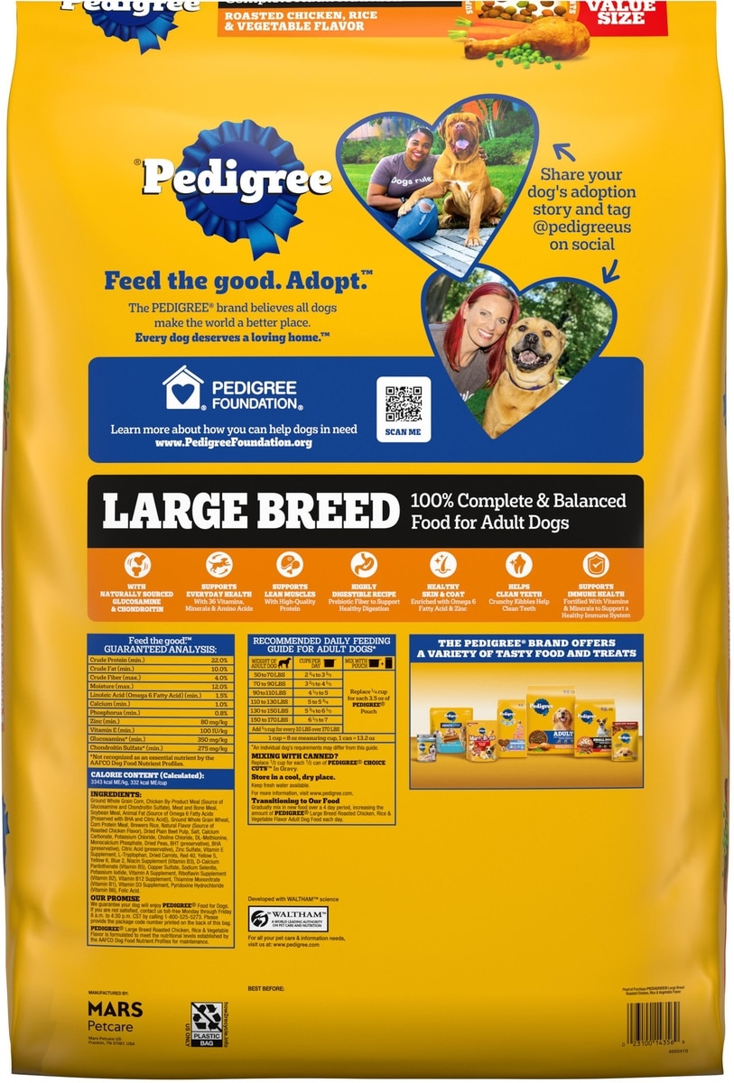 PEDIGREE Large Breed Adult Roasted Chicken, Rice & Vegetable Flavor Dry ...