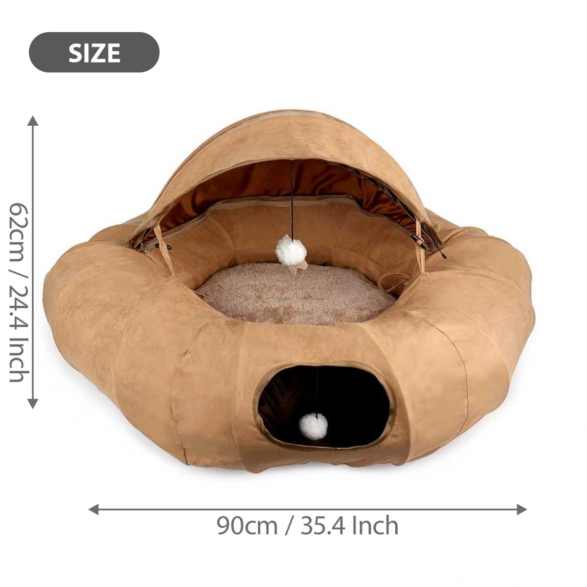 ALLFORPAWS Lamb Cat Donut Tunnel Cat House, Tan - Chewy.com