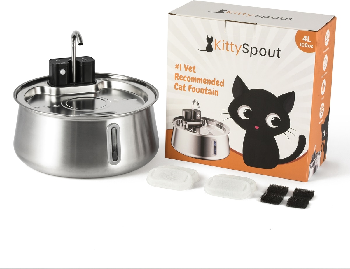 KITTYSPOUT The KittySpout Wireless 2.0 Stainless Steel Cat Fountain ...
