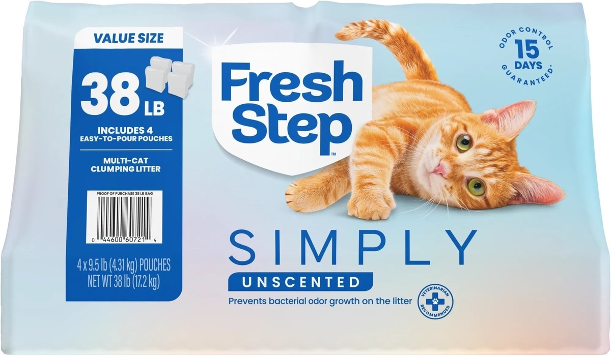 FRESH STEP Simply Unscented Multi-Cat Clumping Cat Litter, 9.5-lb bag ...