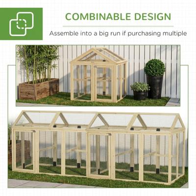 PAWHUT Nature Wood Chicken Run with Coop & Combinable Design, 1 to 4 ...