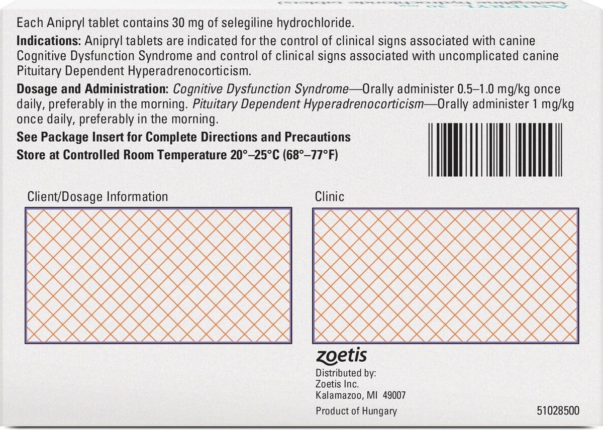 ANIPRYL (Selegiline HCl) Tablets for Dogs, 30 tablets, 30-mg - Easy ...