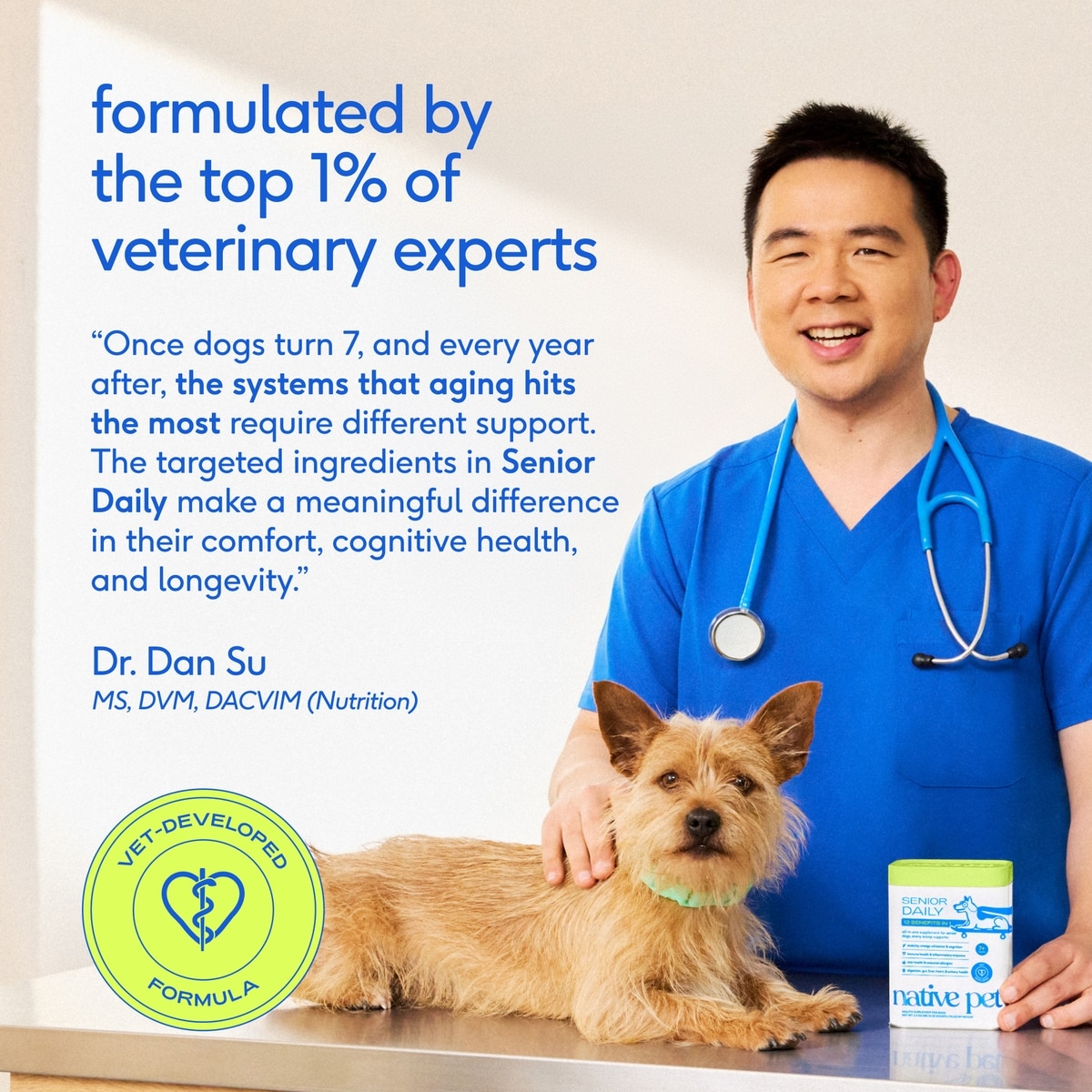 NATIVE PET Senior Daily 12-in-1 Multivitamin Organic Powder Probiotic ...