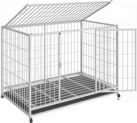FUZZY BIRD Three-Door Wire Metal Cage Dog Crate with Removable Tray ...
