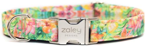 ZALEY DESIGNS Tropical Floral Cotton Adjustable Dog Collar, Multicolor ...