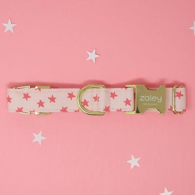 ZALEY DESIGNS Hot Stars Cotton Adjustable Dog Collar, Pink, Large: 15 ...