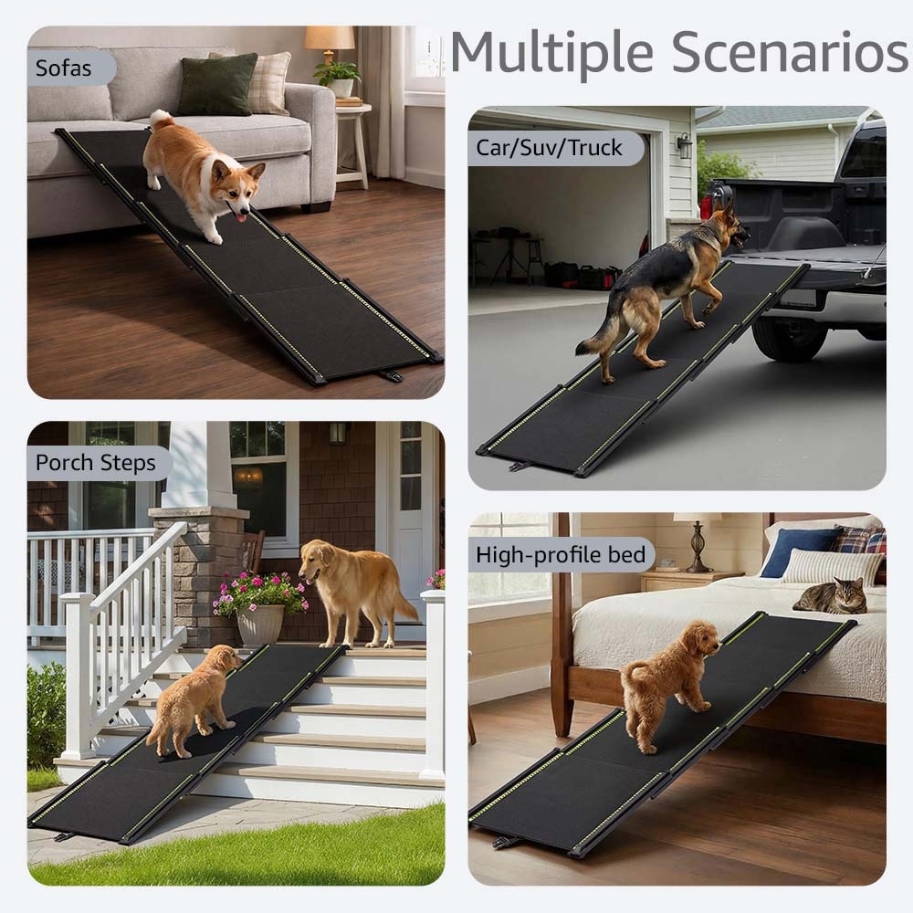 UNIPAWS Extra Long Telescoping Dog Car Ramp, Black - Chewy.com