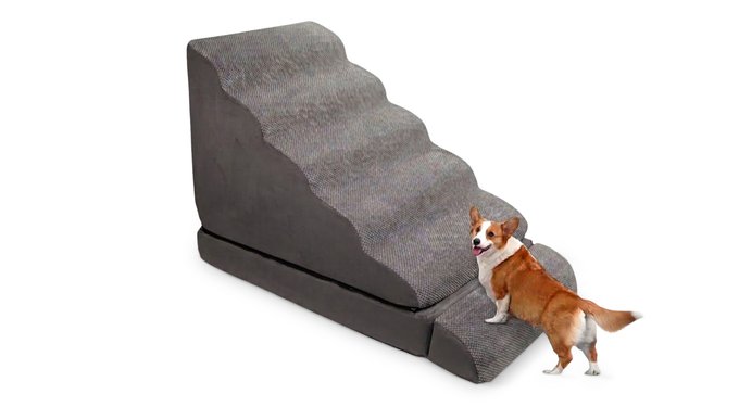 MALOROY High Density Foam 6-Steps Dog & Cat Stairs for High Beds, Grey ...